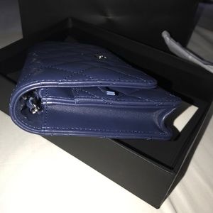 CHANEL | Bags | Chanel Woc Navy Blue Silver Chain Wallet Quilted | Poshmark